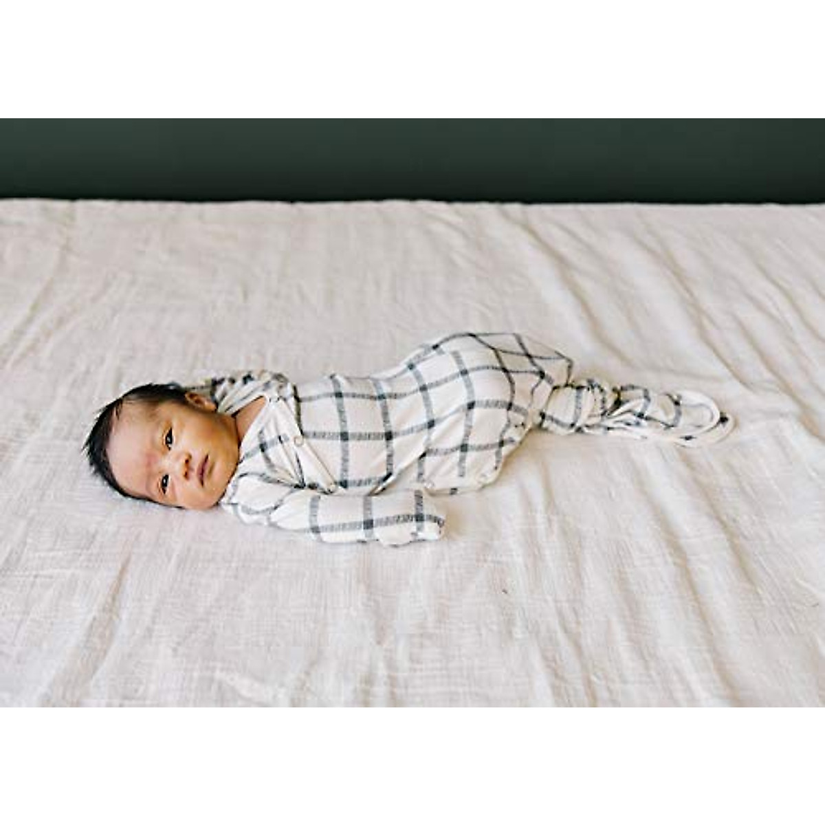 Copper Pearl Baby Gown - Knotted Newborn Sleepers for Baby Boy and Girl, Soft Stretchy Long Sleeve Infant Gowns with Bottom Tie and Hand Mittens, Perfect Hospital Coming Home Outfit (Ledger)