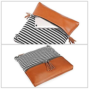 Newshows Women Lightweight Crossbody Bag Purse with Tassel Medium Canvas PU Leather, Zipper