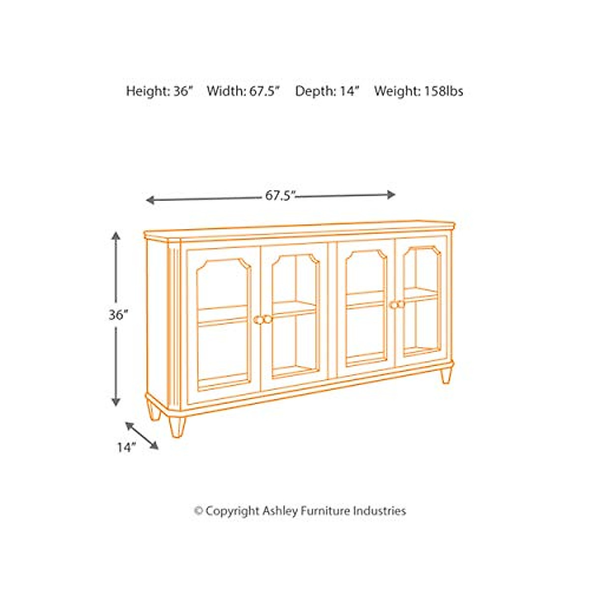 Signature Design by Ashley Mirimyn Vintage 68" 4-Door Accent Cabinet with Mirrored Glass and 2 Adjustable Shelves, Gray