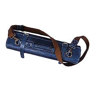 Leather Knife Roll Storage Bag, Elastic and Expandable 10 Pockets, Adjustable/Detachable Shoulder Strap, Travel-Friendly Chef Knife Case By Aaron Leather Goods