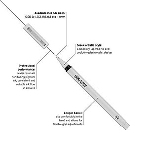 Winsor & Newton Fineliner Fine Point Pen, 0.5mm Tip, Black