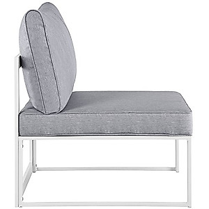 Modway Fortuna Aluminum Outdoor Patio Armless Chair in White Gray