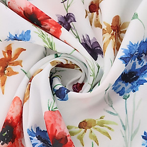 Floral Printed Casual Dress for Women Summer Crewneck Short Sleeve Swing Pleated Midi Dress Beach Party Sundress White