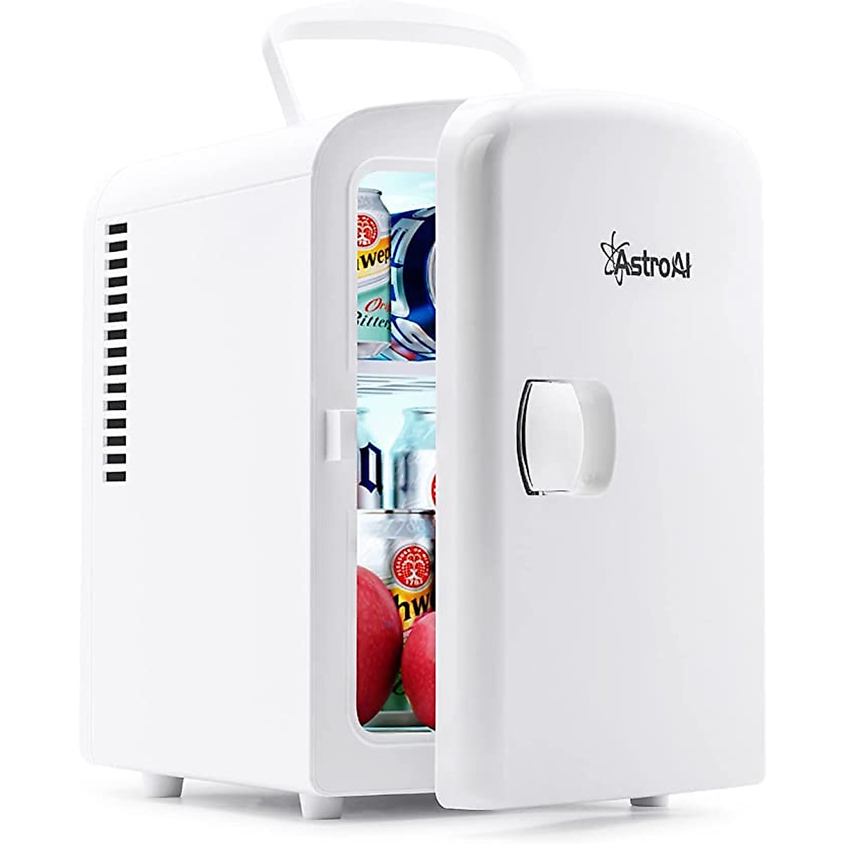 AstroAI Mini Fridge Portable AC/DC Powered Thermoelectric System Cooler and Warmer 4 Liter/6 Can for Cars, Homes, Offices, and Dorms,White (Renewed)