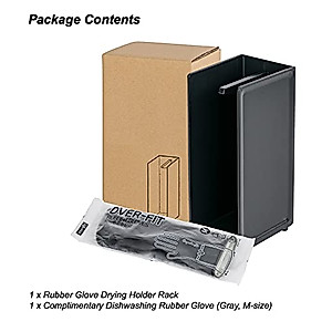 PURUS LIVING Hidden Glove Drying Holder Rack Kitchen Table Top Stand with Dishwashing Rubber Glove, Black