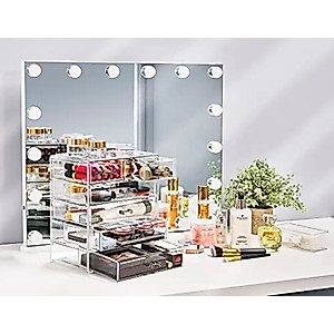 Sorbus Acrylic Clear Makeup Organizer - Big & Spacious Cosmetic Display Case - Stylish Designed Jewelry & Make Up Organizers and Storage for Vanity, Bathroom (4 Large, 2 Small Drawers)