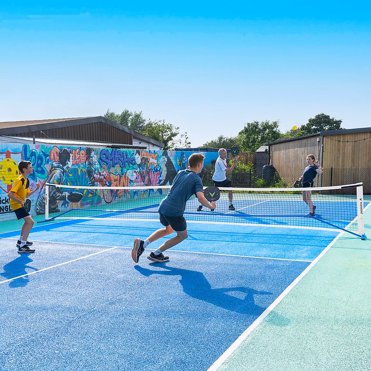 Vermont Procourt Combi Net | Net for Tennis, Badminton, Pickleball & Soccer-Tennis | Portable Badminton Set | Mini Tennis & Badminton Sets for Backyards (10ft Wide (Half Court Pickleball Only))