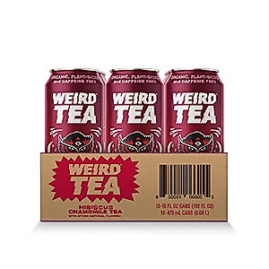 Drink Weird - Weird Tea, Chamomile Hibiscus Iced Tea, Certified Organic Functional Iced Tea, Plant-Based, Caffeine Free, 12 Pack of 16oz Cans
