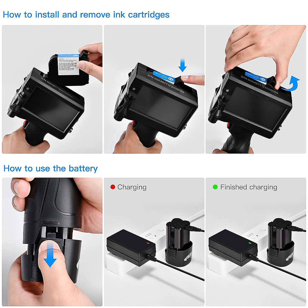 TooTwo Handheld Printer, Portable Labeler 4.3 Inch Inkjet Printer Gun with Touch Screen for Code Date Label