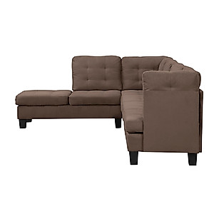 Casa Andrea Milano Modern Reversible Sectional Sofa Couch with Chaise,Brown, Large