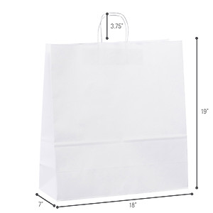 50 Pcs White Paper Bags with Handles, Small Gift Bags in bulk, Kraft Bags, Retail Bags, Merchandise Bags, Shopping Bags, For Weddings, Birthdays, Small Business - 18 x 7 x 19 Inches – Creative Bag