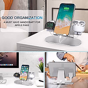 3 in 1 Aluminum Charging Stand for Apple Watch Charger Stand Dock for iWatch Series 8/SE/7/6/5/4/3/2/1, iPad, AirPods Pro/3/2/1 and iPhone Series 14/13/12/11/X/8/7/6/Samsung Series and More
