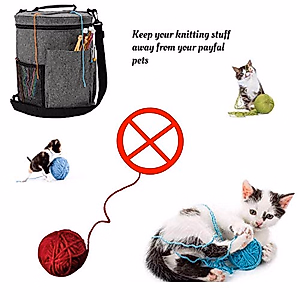Knitting Bag, Yarn Storage Organizer Large Crochet Bag Tote Yarn Holder Case for Carrying Projects, Knitting Needles, Crochet Hooks and Other Accessories - No Accessories Included