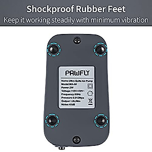 Pawfly Aquarium 40 GPH Compact Air Pump Quiet Oxygen Aerator Pump with Air Stone Airline Tubing and Check Valve Accessories for 5-20 Gallon Buckets and Fish Tanks