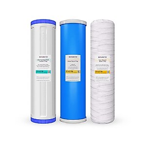 20" BB Nitrate Reducer Filter Set 3 Filters Wound Sediment + Anion + GAC Carbon Nitrate compatible with 20" BB Whole House Systems