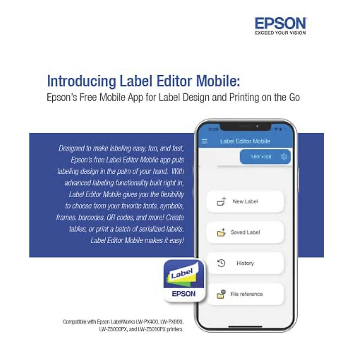 LABELWORKS Epson LW-Z5010PX Industrial Label Maker - Complete Printer Kit with Accessories, PX 147' Bulk Label Rolls, Desktop Label Printer