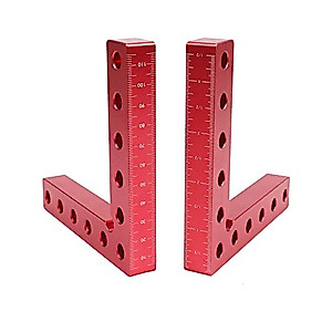 Kipokalor Two sets of Red Aluminium Alloy 90 Degree positioning squares Right Angle Clamps Woodworking Carpenter tool corner Clamping square for Picture Frame Box Cabinets Drawers(120MM, 2 sets Red)