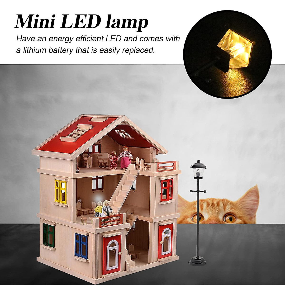 BESPORTBLE 1:12 Mini Street Light Model Dollhouse Solar Lamp Post Lights Outdoor Pathway Lantern Post Fairy Garden Decorations