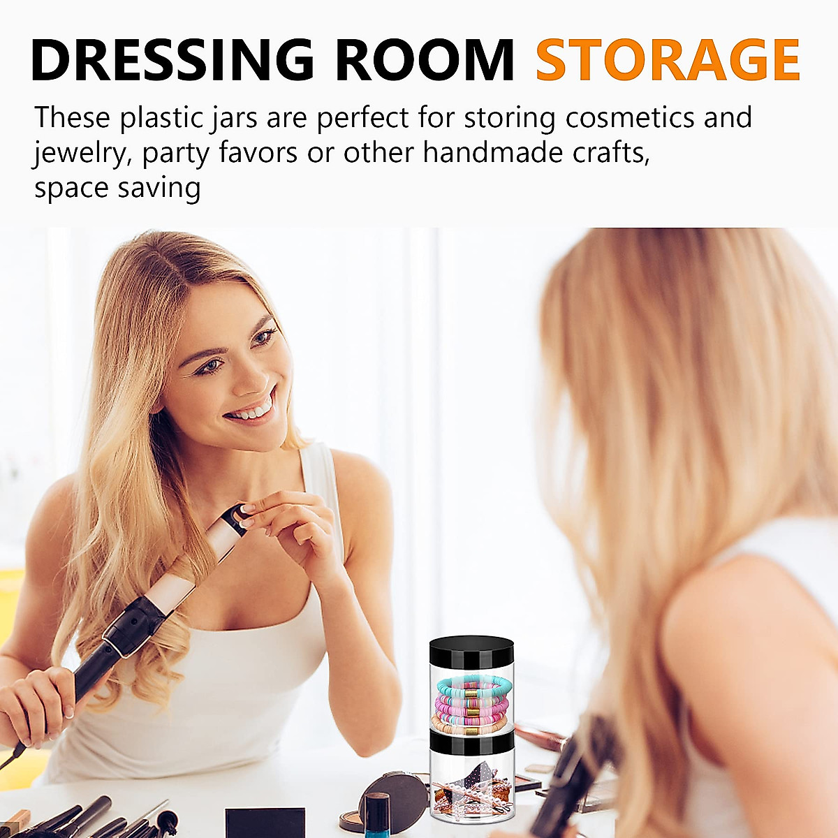 6OZ Plastic Jars with Black Lids 40Pcs Empty Plastic Pot Jars Round Refillable Clear Slime Containers Jars Airtight Plastic Storage Jars for Travel Storage Home Kitchen Food Slime Making