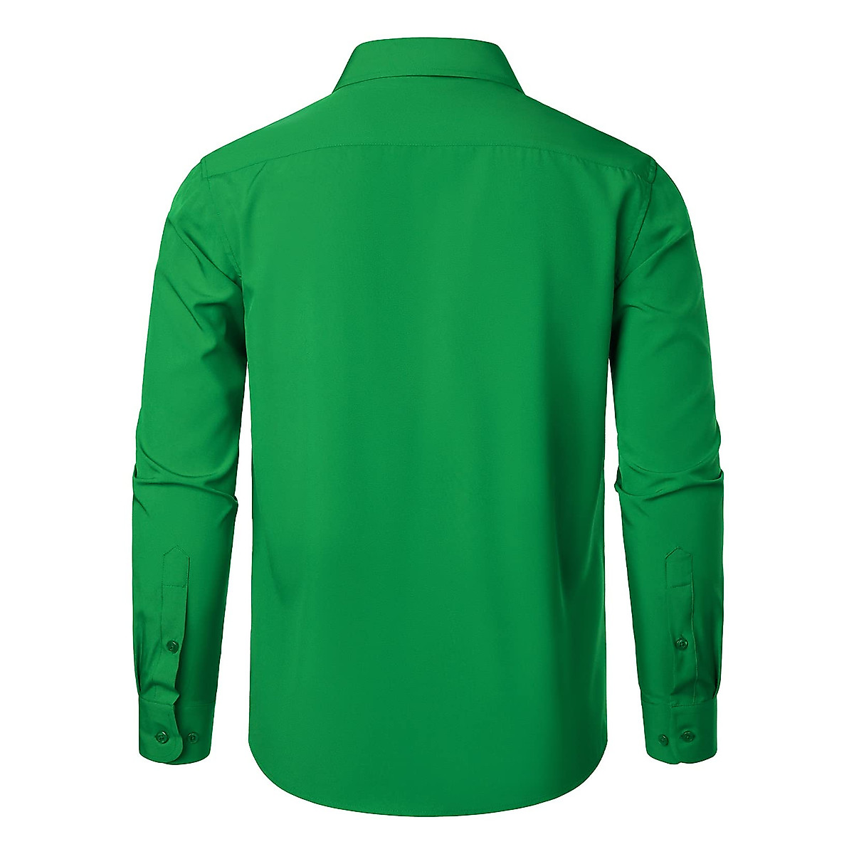 ZEROYAA Men's Regular Fit Dress Shirt Solid Wrinkle-Free Long Sleeve Casual Business Button Up Shirts with Pocket ZSSCL05-Shamrock Green Medium