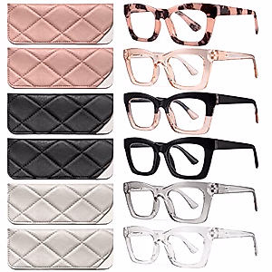 CCVOO 6 Pack Oprah Style Reading Glasses for Women Blue Light Blocking Computer Square Readers with Spring Hinge Men (A1 Mix, 2.0)