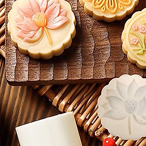 Moon Cake Mold Set 125g, Mid-Autumn Festival Hand-Pressure, Cookie Stamps for baking Mooncake Press for 4 Sets…