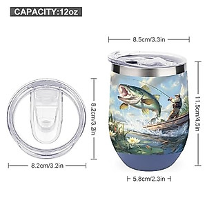 Fishing Large Mouth Bass Fish Insulated Tumbler with Lid Stainless Steel Coffee Mug Cute Wine Tea Water Cup Blue-style