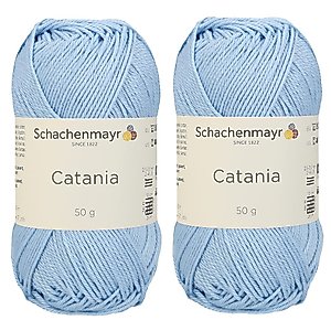 [ Set of 2 Skeins ] SMC Catania Originals 100% Mercerized Cotton Yarn, Total 3.52 Oz. Each 1.76 Oz (50g) / 136 Yrds (125 m) Amigurumi Yarn Fine-Sport 2 (173 Light Blue)