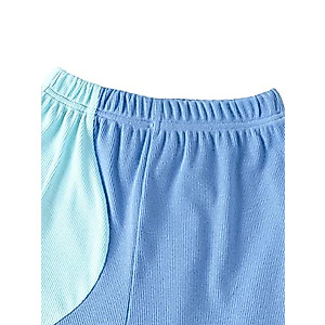 Verdusa Girl's 2 Piece Workout Outfit Colorblock Crop Tank Top and Short Sets Blue 8Y