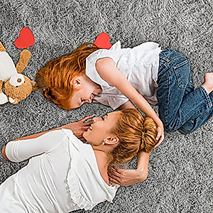 LOCHAS Fluffy Carpet Soft Gray Bedroom Rug Throw Carpets Modern Shaggy Area Rugs for Bedroom Bedside Girls Kids Children Home Decor 2.6' x 5.3'