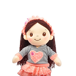 Linzy Toys, Peach 16" Jane Rag Doll, Sleeping Cuddle Buddy for Toddlers, Infants and Babies, Muñecas de trapo para niña, First Doll for Kids, Safe for All Ages.