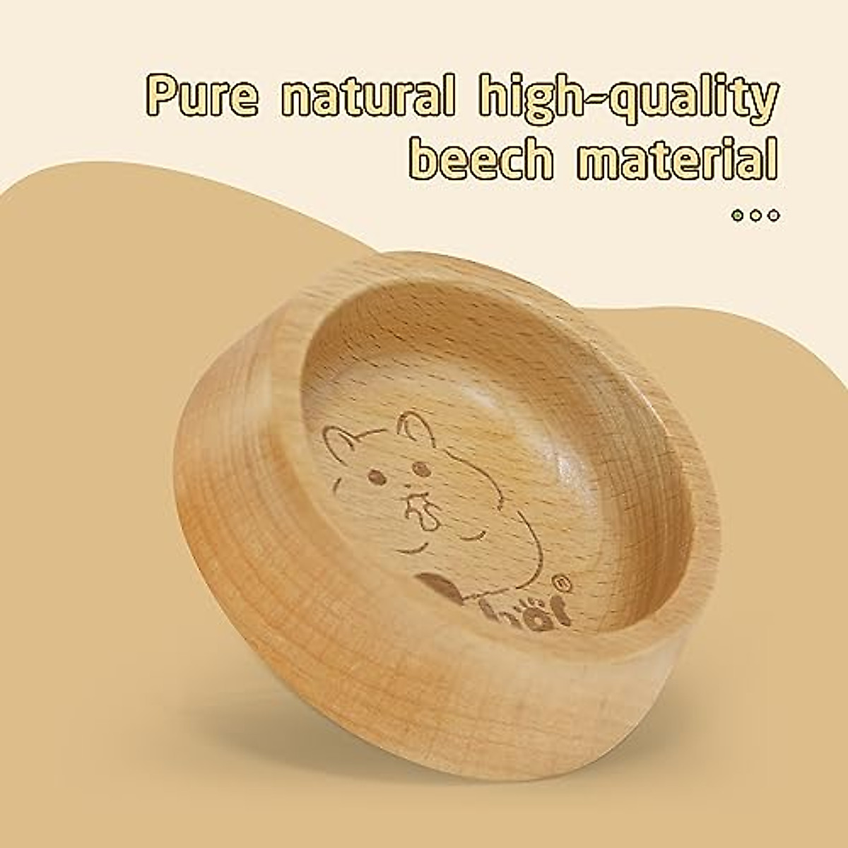 Rubor Hamster Food Bowl, Wooden Guinea Pig Food Dish Feeding Bowl for Small Animal Dwarf Hamster Syrian Gerbil Mice Degu Chipmunk Squirrel Hedgehog (Large)