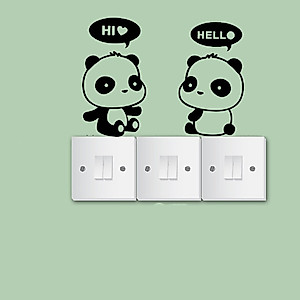 Removable Switch Sticker, 4 Pcs Cute Cartoon Pandas Wall Sticker, Light Switch Decor Decals, Family DIY Decor Art Car Stickers Home Decor Wall Art for Kids Living Room Office Decoration