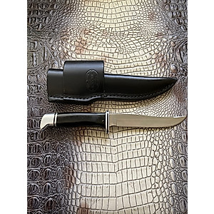 Carl Thomas Leathers Custom Cross Draw Knife Sheath Fits Buck 105 Knife, Fixed Blade Knife Holder, Black