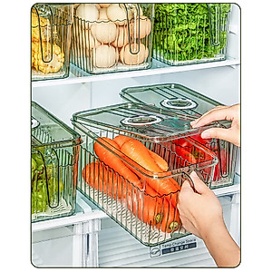 Transparent with handle kitchen drain box basket fruit vegetable food refrigerator frozen storage box food container