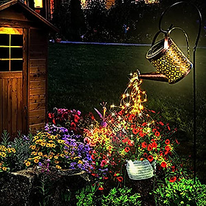 Udreem Solar Lights Outdoor Decorative, Solar Lantern Outdoor Hanging Waterproof Hollowed-Out Design, Decorative Retro Metal Solar Light with Hook for Garden Table Patio Yard Pathway Walkway