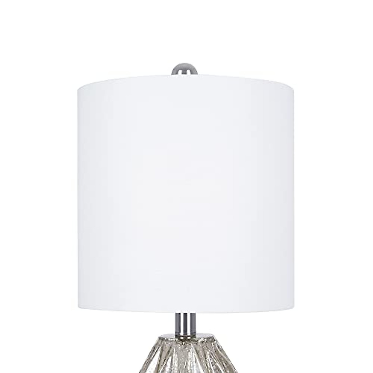 Catalina 23098-001 Glam Geometric Glass Faceted Table Lamp with Linen Shade, 22", Vintage Mercury