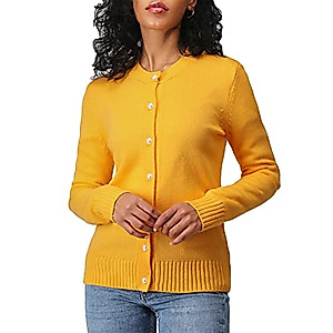 OSABASA Womens Casual Slim Fit Button Closure Long Sleeve Cardigans Yellow US XL (OSCWOCAL001)