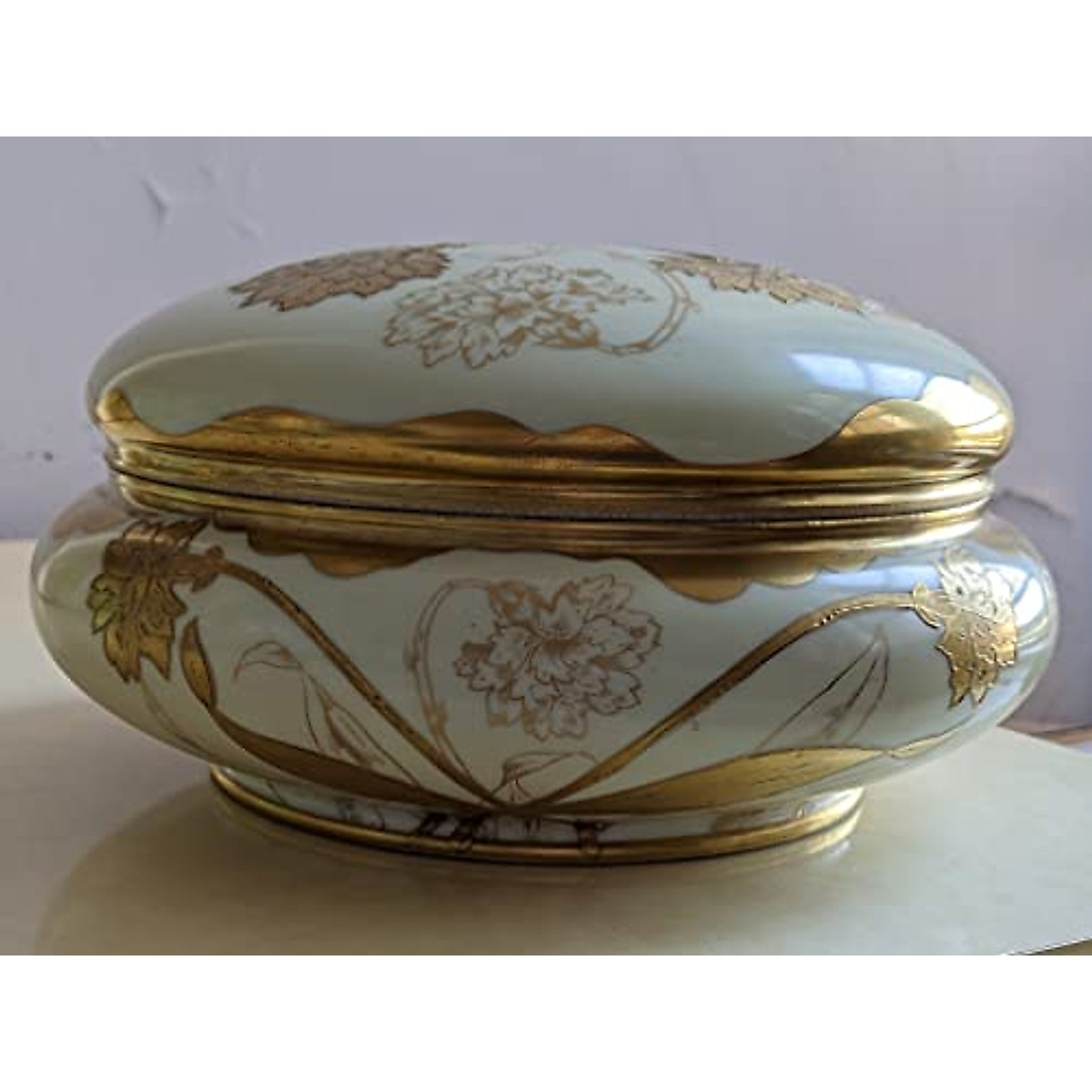 1900s Antique France Limoges Large Dresser Jewel Porcelain Box