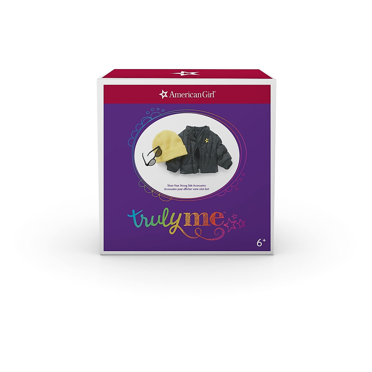 American Girl Truly Me 18-inch Doll Accessories Black Puffer Jacket, Yellow Knit Beanie, and Sunglasses, For Ages 6+