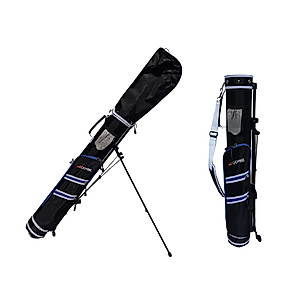 C9 A99 Golf Men's & Women's Practice Sunday Bag Range Pencil Carry Bag with Stand and Strap Golf Travel Bag Removable Top Black Great Gift for Golfer!