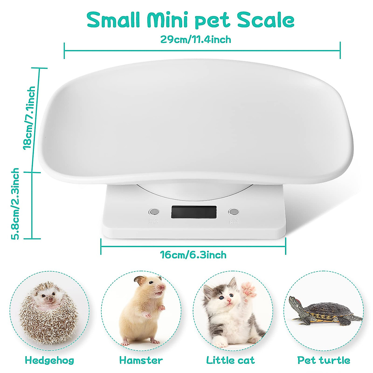 Digital Pet Scale, Puppy Scales for Weighing, Newborn Puppy Whelping Supplies, Accurate Small Animal Scale for Puppies/Kitten/Dog/Cat/Hedgehog, Multi-Function LCD Scale, Max 22lb,11.4inch