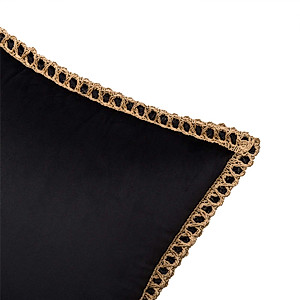 AQOTHES Set of 2 Velvet Decorative Throw Pillow Covers 18x18 Inch, Farmhouse Black Throw Pillows for Couch Sofa Bed Home Living Room Decor