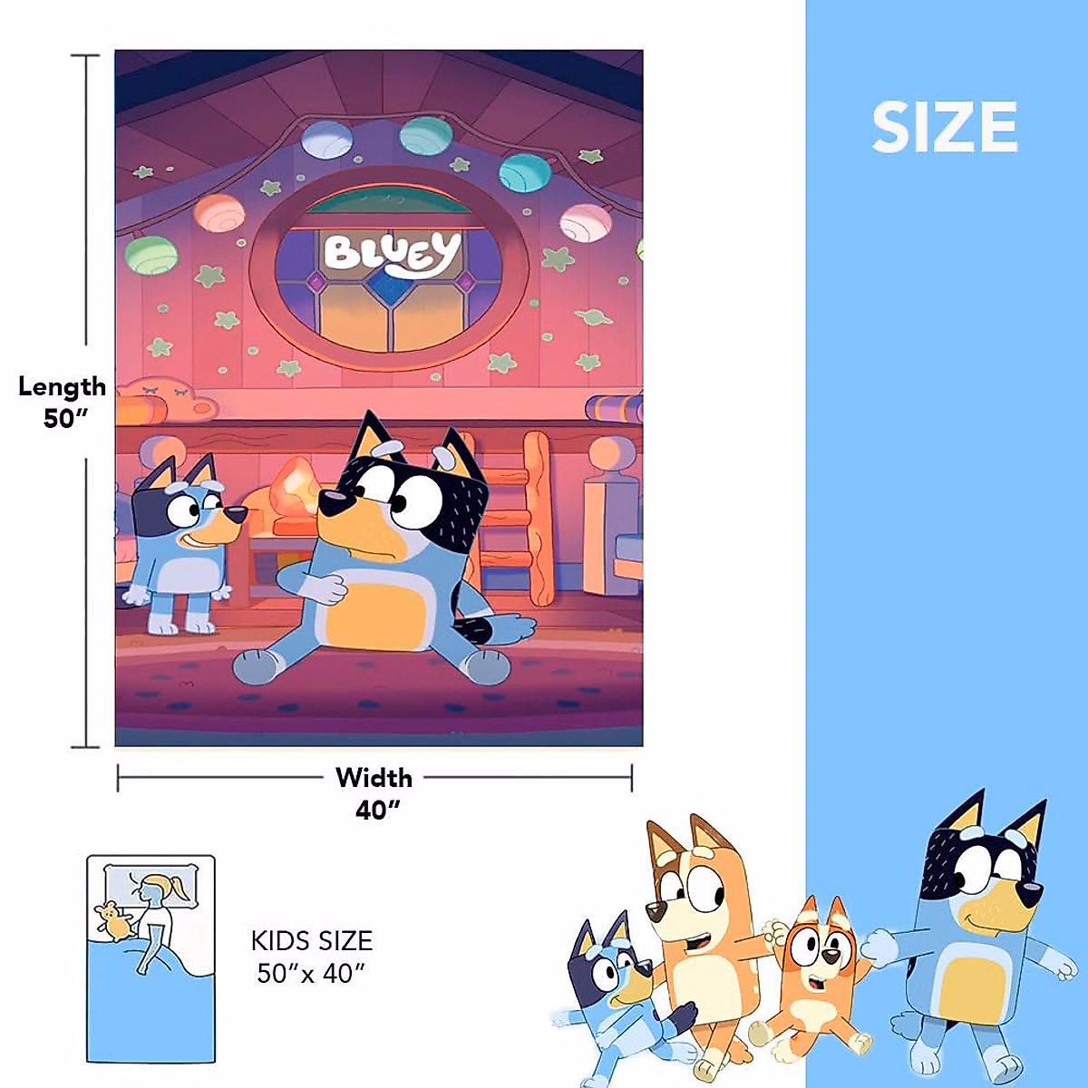 ORGANISET | 50"x 40" | Blanket for Kids, Toddler Blankets for Boys and Girls, Kids Blankets Cartoon, Bluey Toddler Bedding, Throw Blanket Flannel for Bed