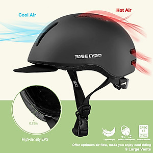 BASE CAMP Adult Bike Helmet for Men Women Cycling Helmet with Removable Visor & Pads for Urban Commuter Adjustable M Size