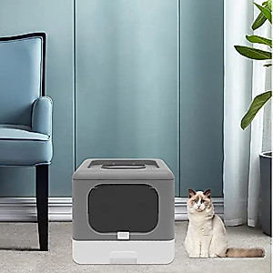 Cat Litter Box Fully Enclosed and Foldable,Top Entry Litter Box Storage and Deodorization Design Easy to Clean Covered Litter Box,Comes a Cat Shovel Comes a Cat Rubbing Device Families Cat Houses