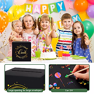 LIKAJON 1 Pack Black and Gold Foil Card Box for Party, 8.7" Black Gift Card Box Money Box for Birthday, Wedding, Baby Shower, Retirement, Anniversary, Bridal Shower, Raffle Ticket