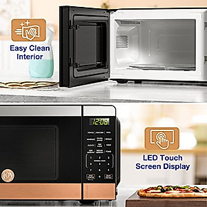 JOY Kitchen Compact Countertop Microwave Oven with LED Display, 6 Auto-Preset Menus, Child Lock, Defrost & Express Cooking Features, 0.7 Cu. Ft. 700W, Stainless Steel