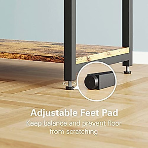 Denkee 31.5 Inch Width Bakers Rack for Kitchen, Industrial 5-Tier Microwave Stand with Storage, Freestanding Kitchen Stand Storage Shelf, Coffee Bar Station (Rustic Brown)