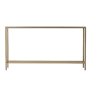 SEI Furniture Darrin Narrow Mirrored Top Console Table, 56", Metallic Gold